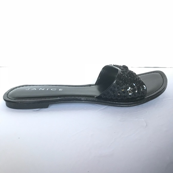Janice | Shoes | Janice Black Open Toe Slip On Slides Sandals New ...